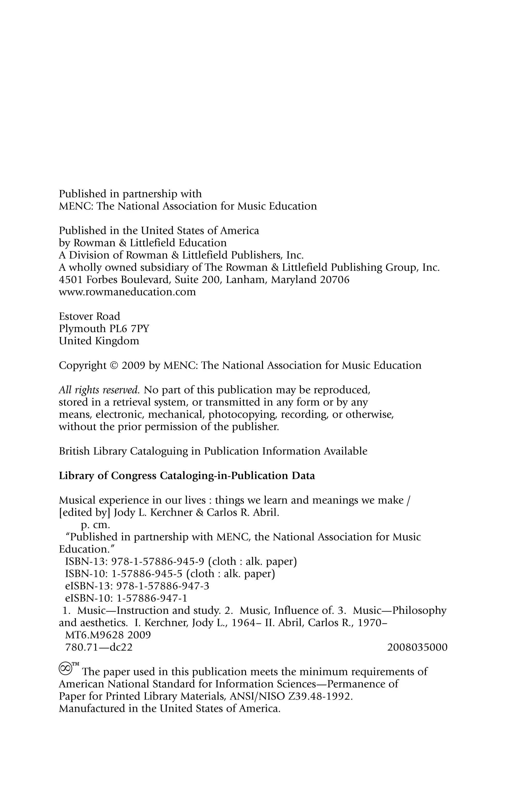 Musical Experience In Our Lives Things We Learn And Meanings We Make ...