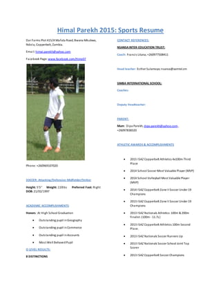Sports Resume 2015 (Autosaved) | DOCX