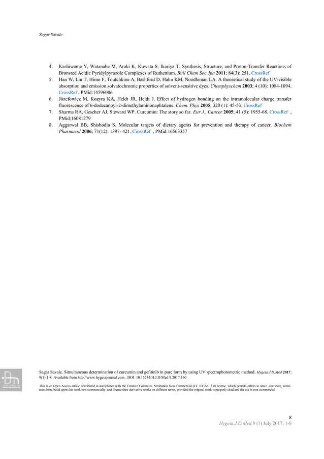 Simultaneous Determination Of Curcumin And Gefitinib In Pure Form By Using Uv Spectrophotometric