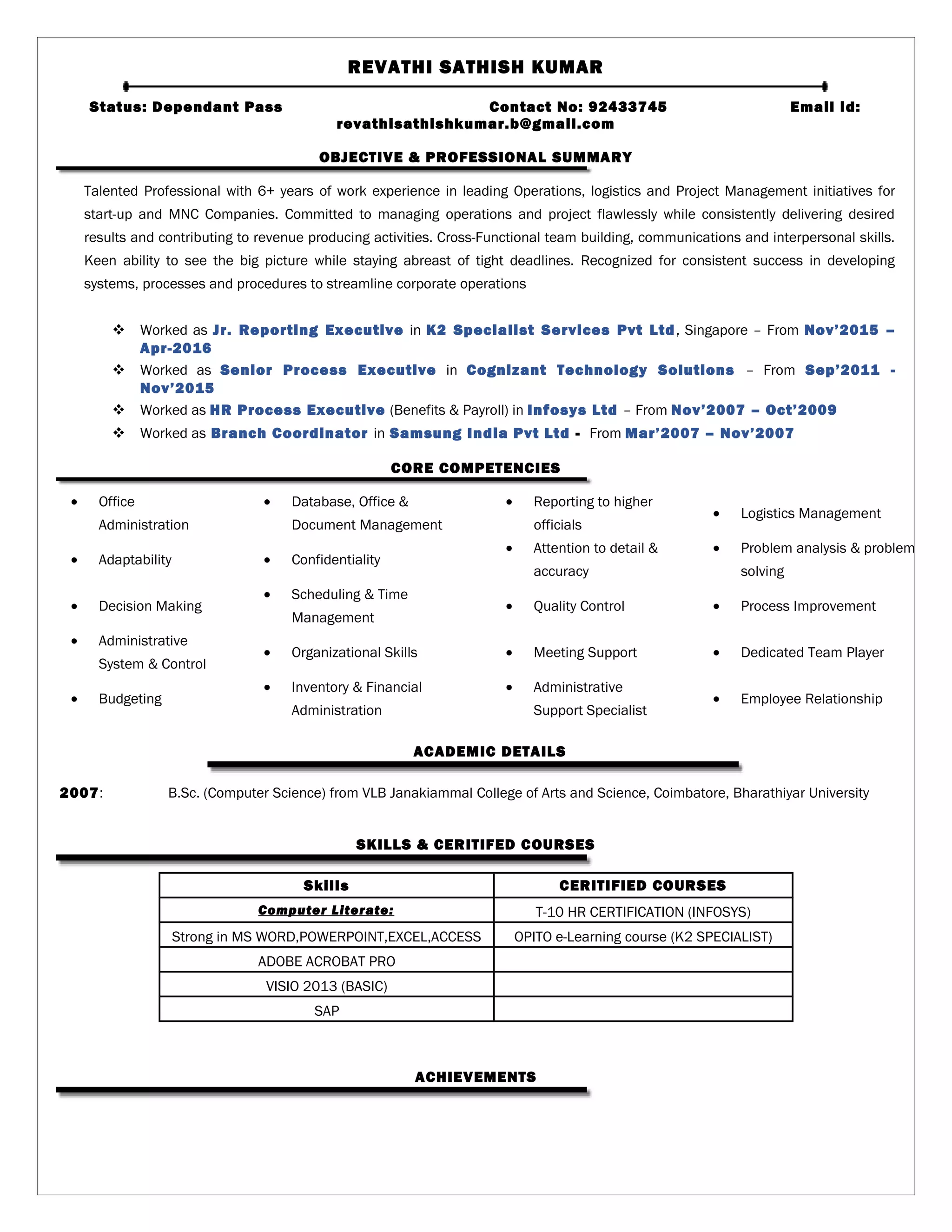 Revathi - Resume | DOC