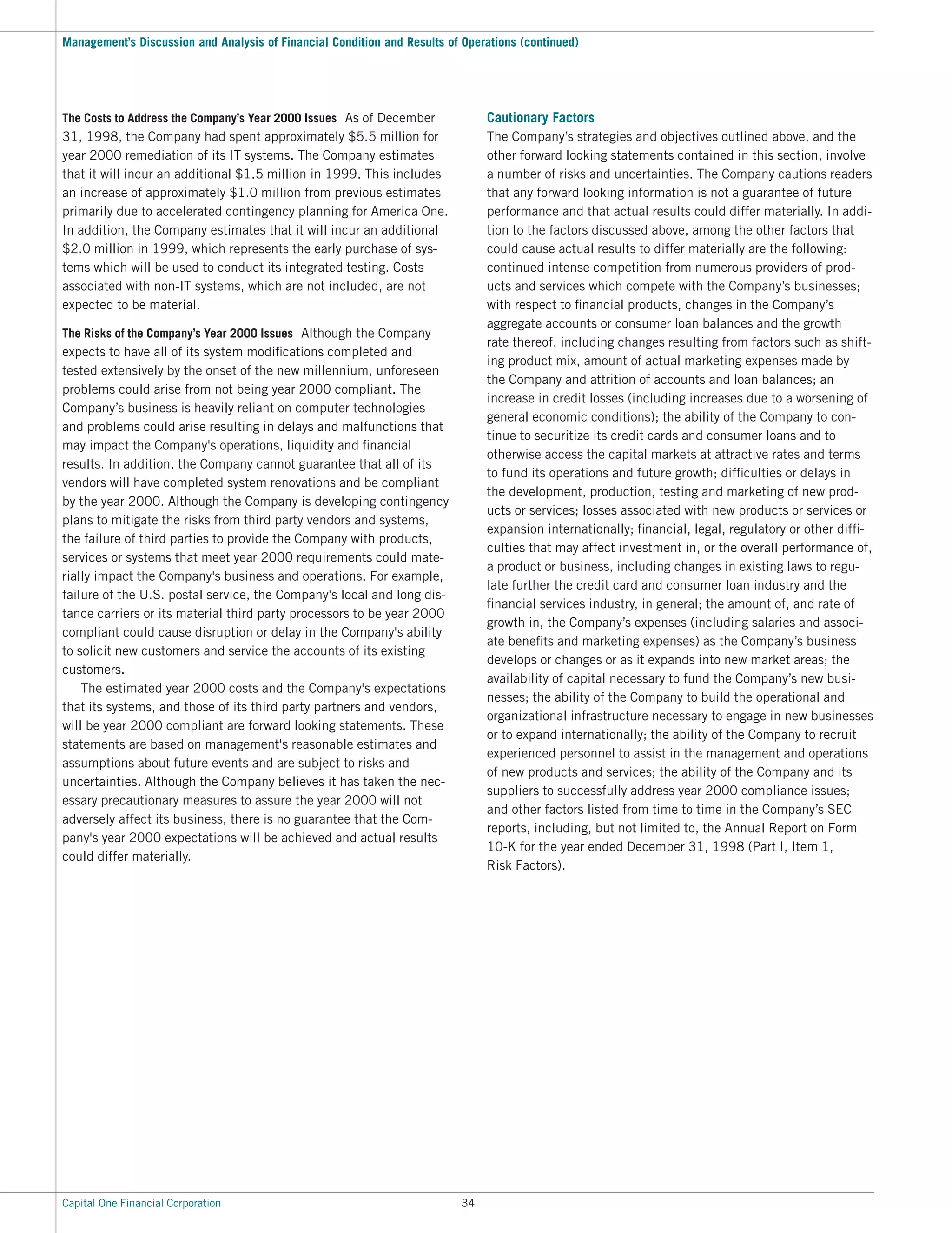 capital one Annual Report1998 | PDF