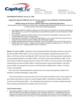 capital one Printer Friendly Version of the Press Release | PDF