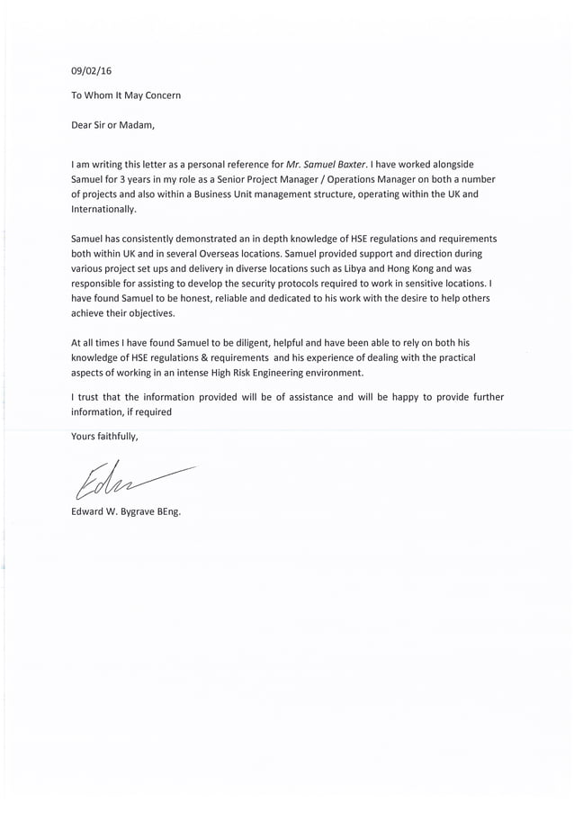 Testimonial Letter from Ed Bygrave | PDF