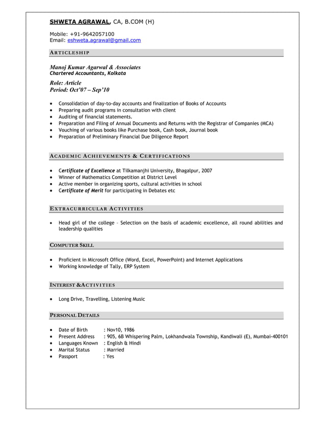Shweta_CV | PDF