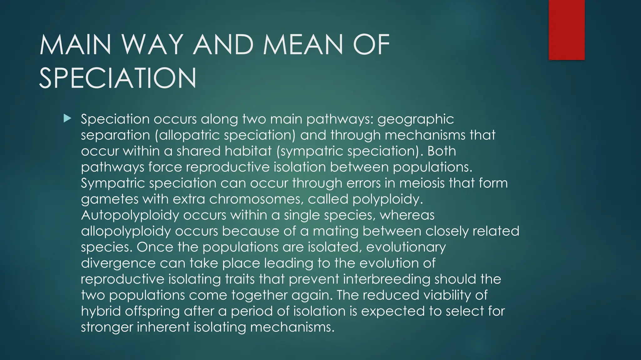 Speciation and speciation types and mechanics | PPT | Geography | Science