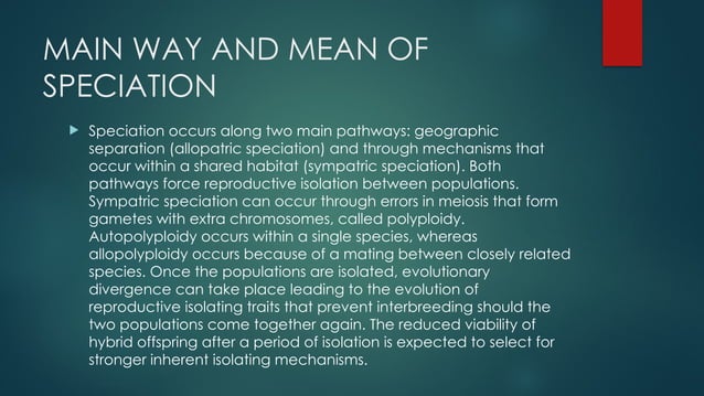 Speciation and speciation types and mechanics | PPT | Geography | Science
