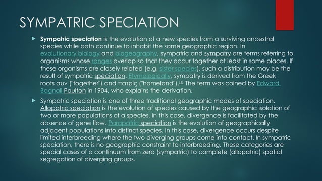 Speciation and speciation types and mechanics | PPT | Geography | Science