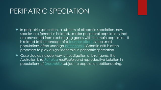 Speciation and speciation types and mechanics | PPT | Geography | Science