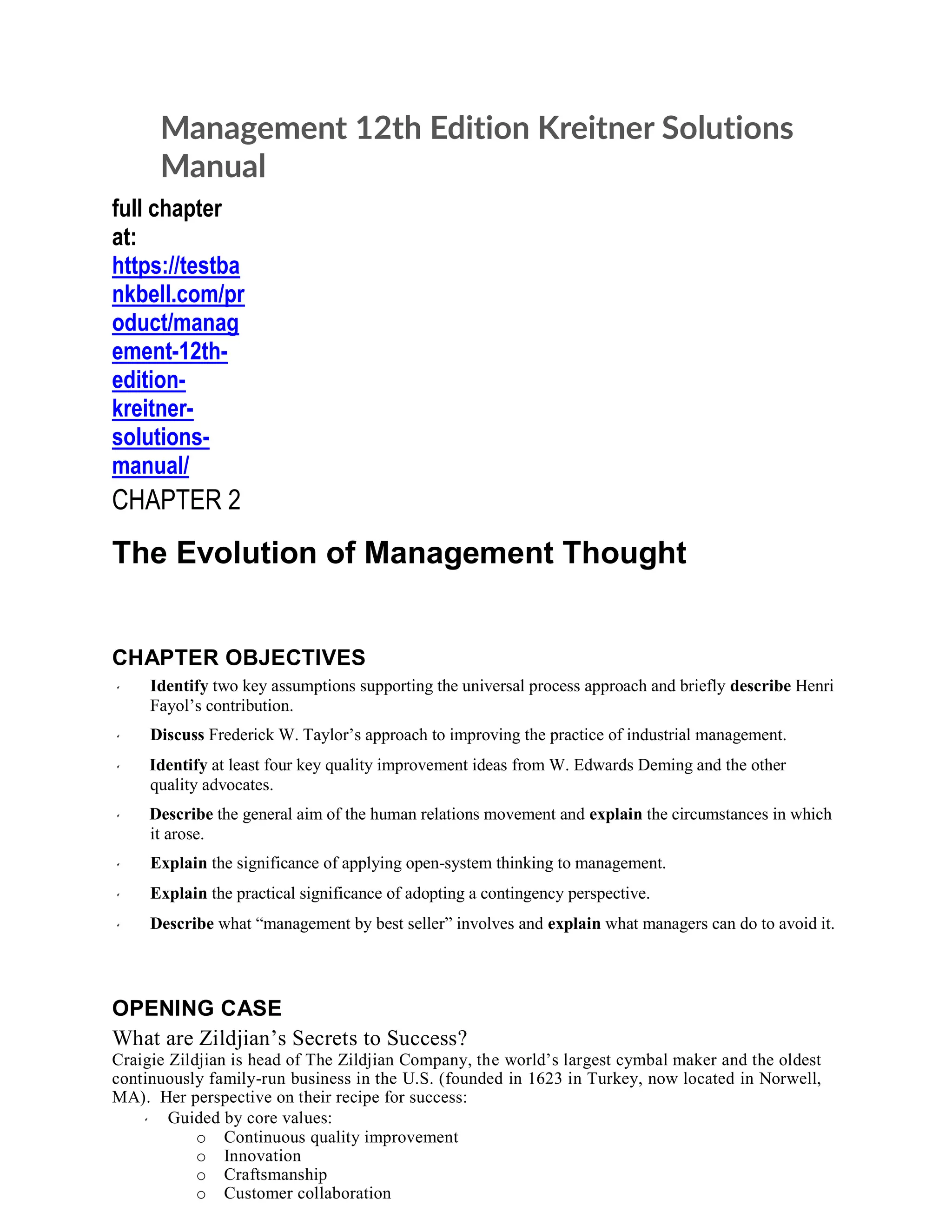 Management 12th Edition Kreitner Solutions Manual | PDF
