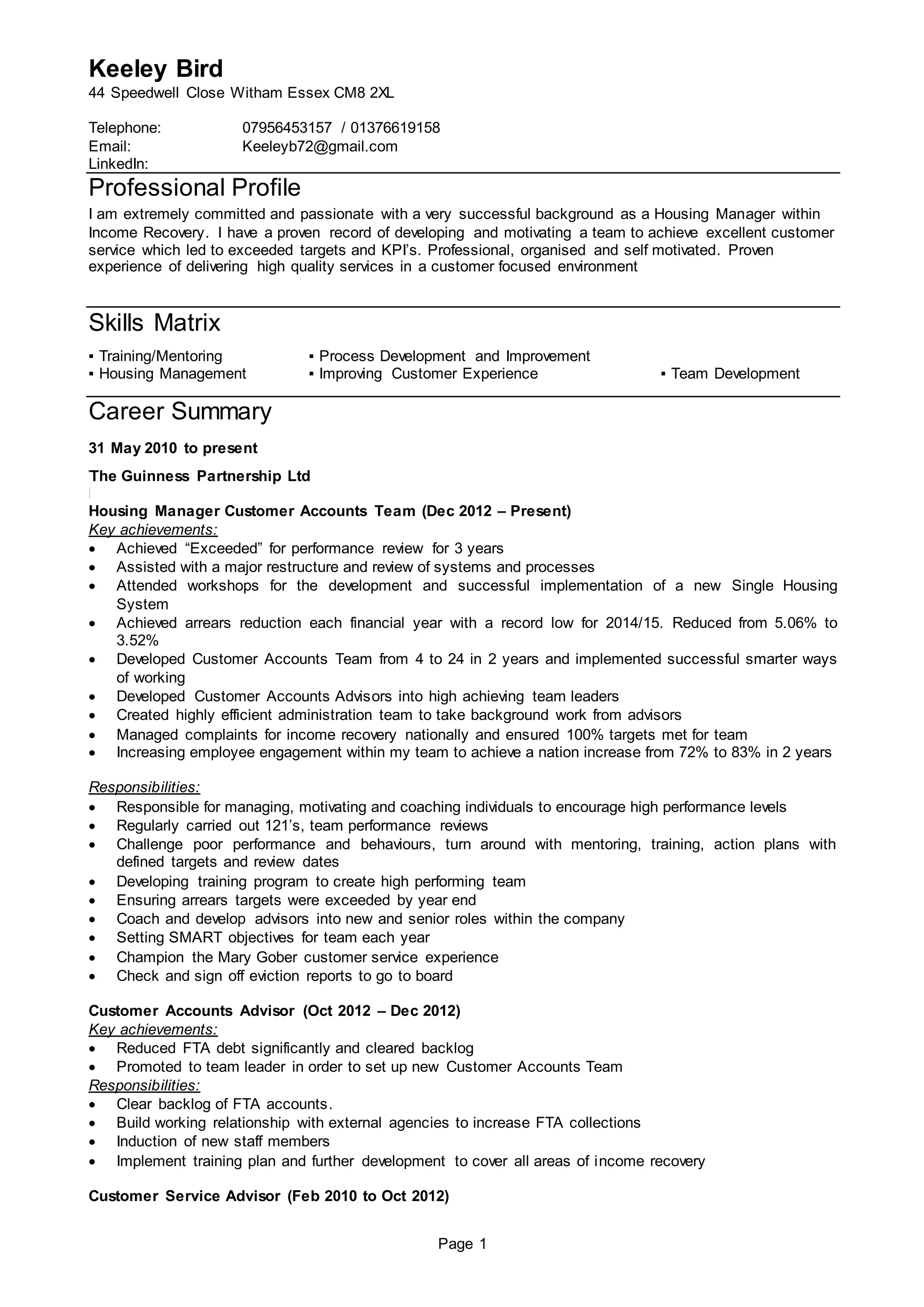 Keeley Bird CV | DOCX