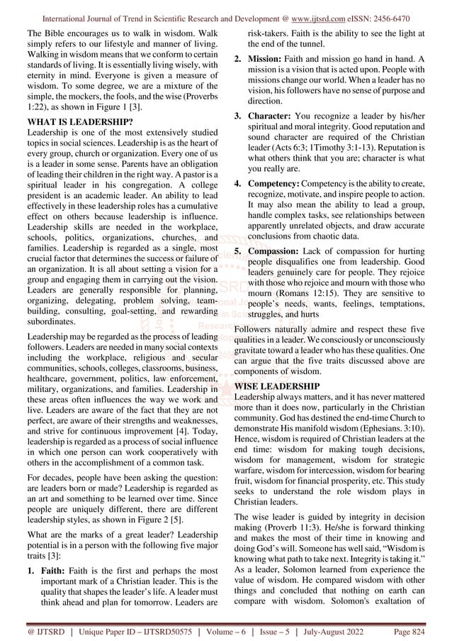 Application of a Wisdom Test to Christian Leaders | PDF | Christianity ...