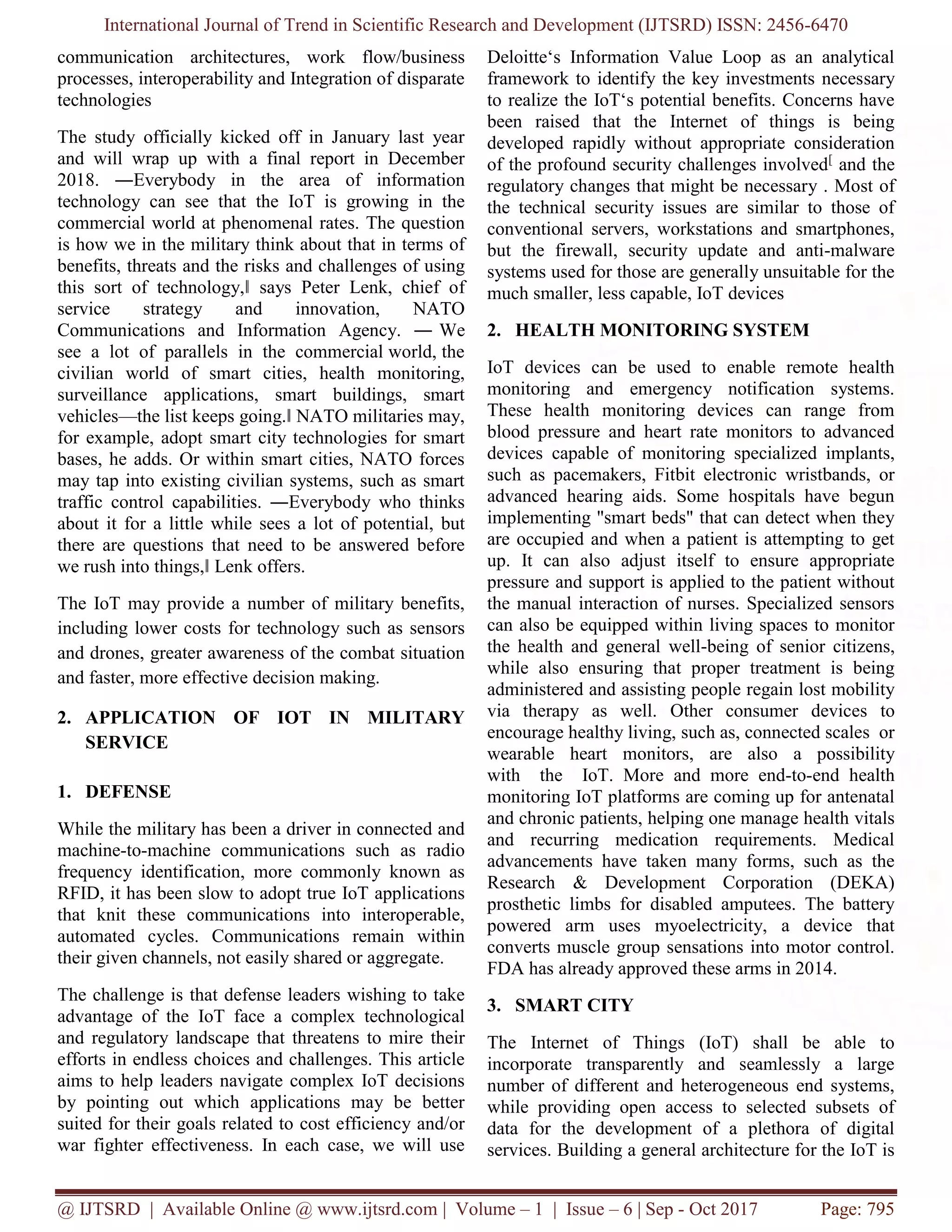 Application OF IoT in Military Service | PDF