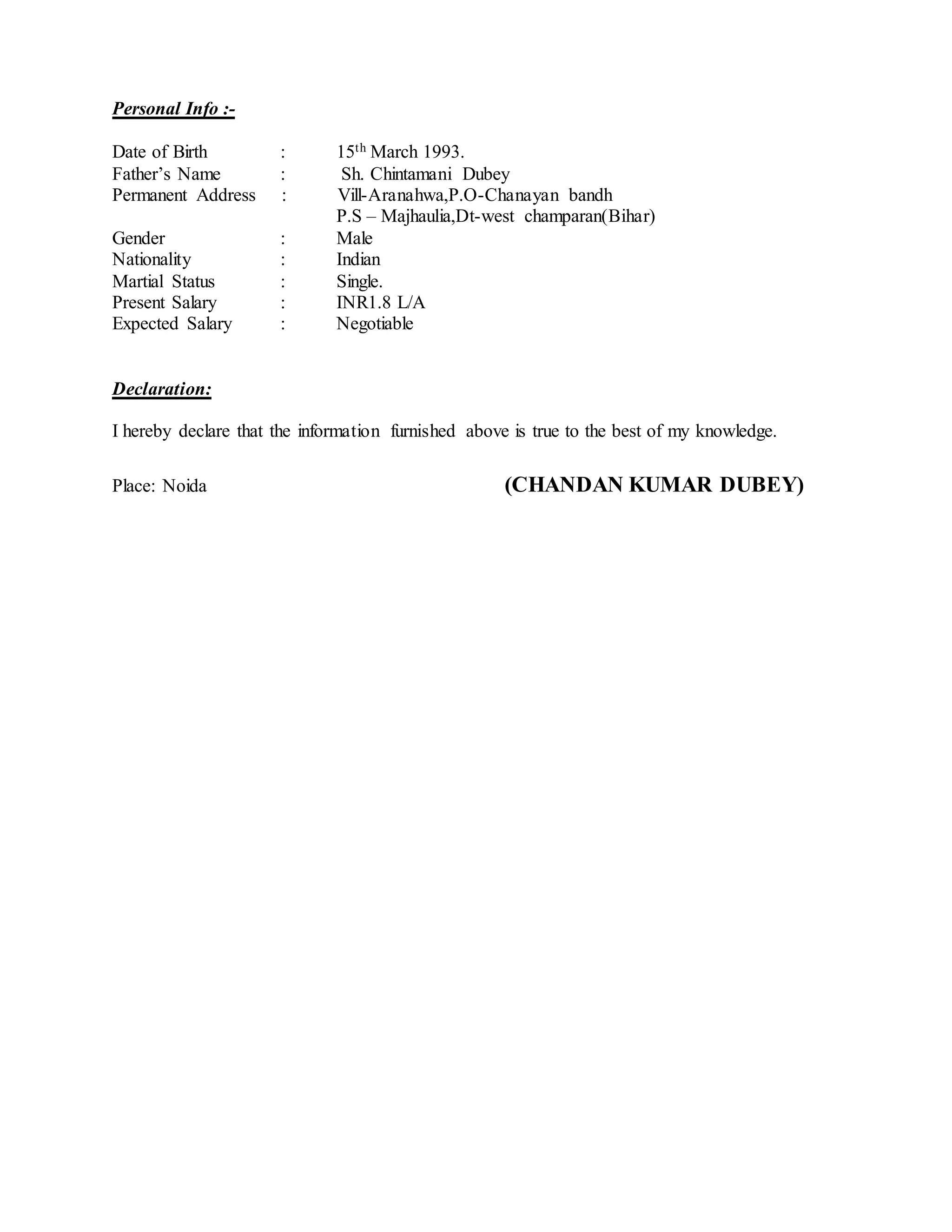Resume chandan | PDF
