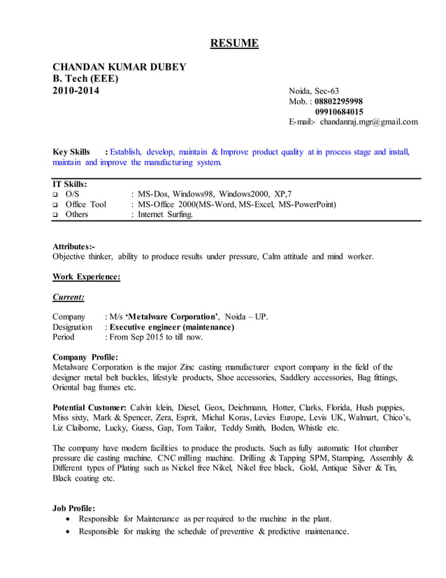 Resume chandan | PDF