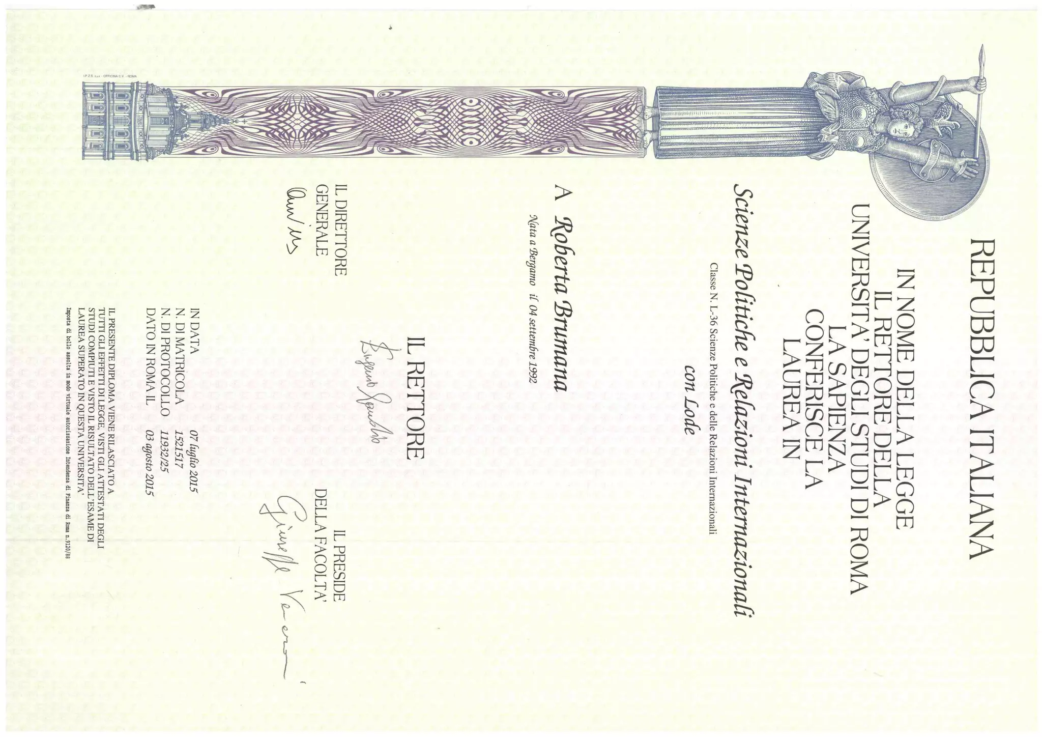 University diploma Roberta Brumana | PDF