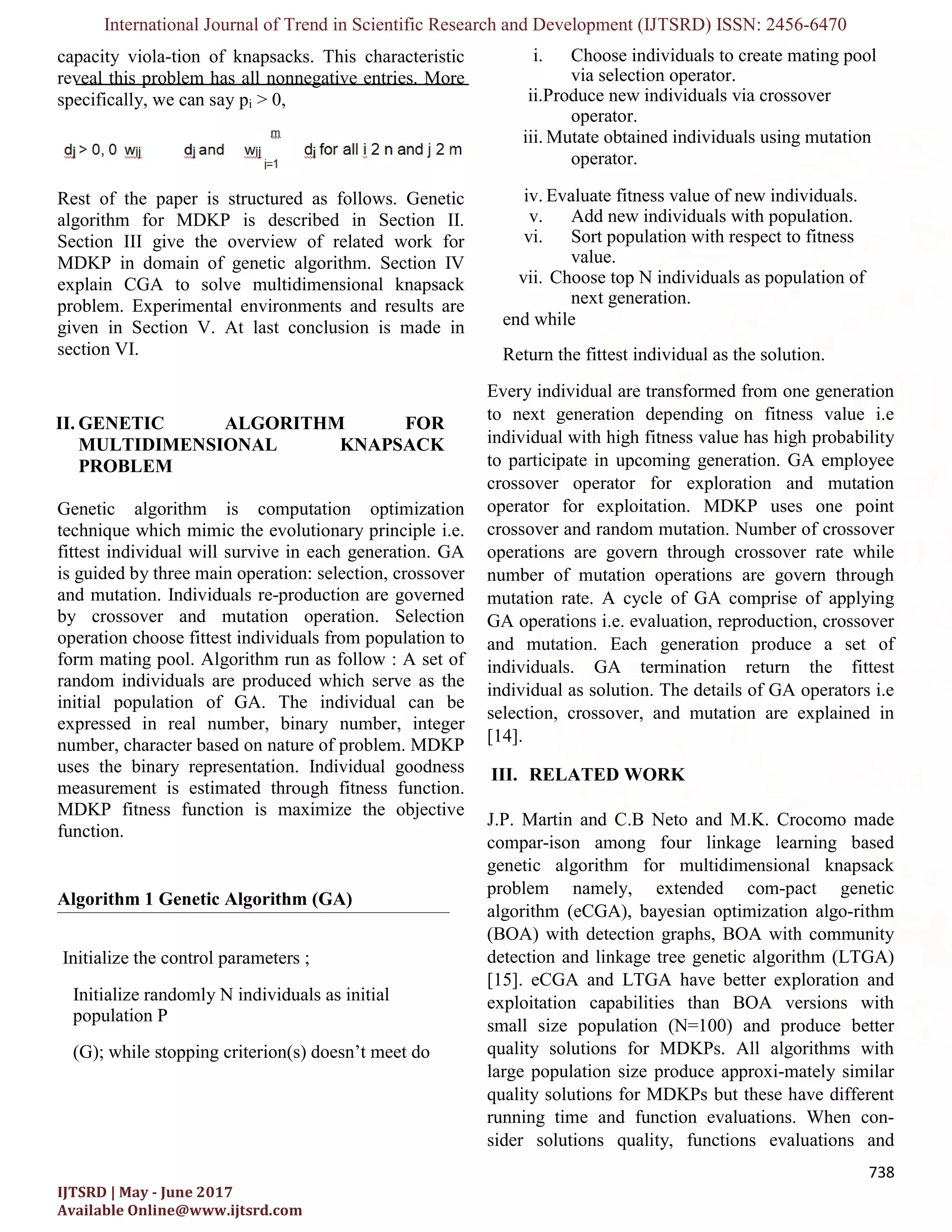 Clustered Genetic Algorithm To Solve Multidimensional Knapsack Problem Pdf 