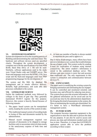 Implementation of Smart and Secure Gate Pass System using QR Code | PDF