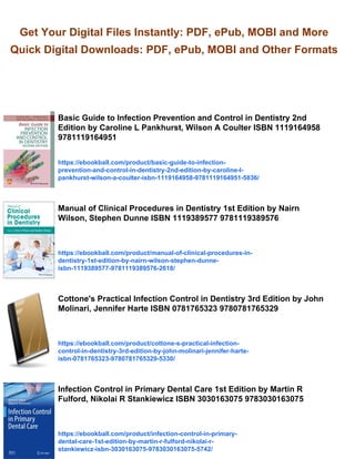 MANUAL OF INFECTION CONTROL PROCEDURES 2nd Edition by Damani ...