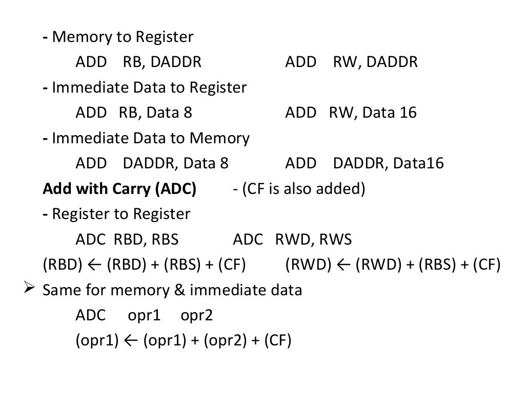 10 8086 instruction set