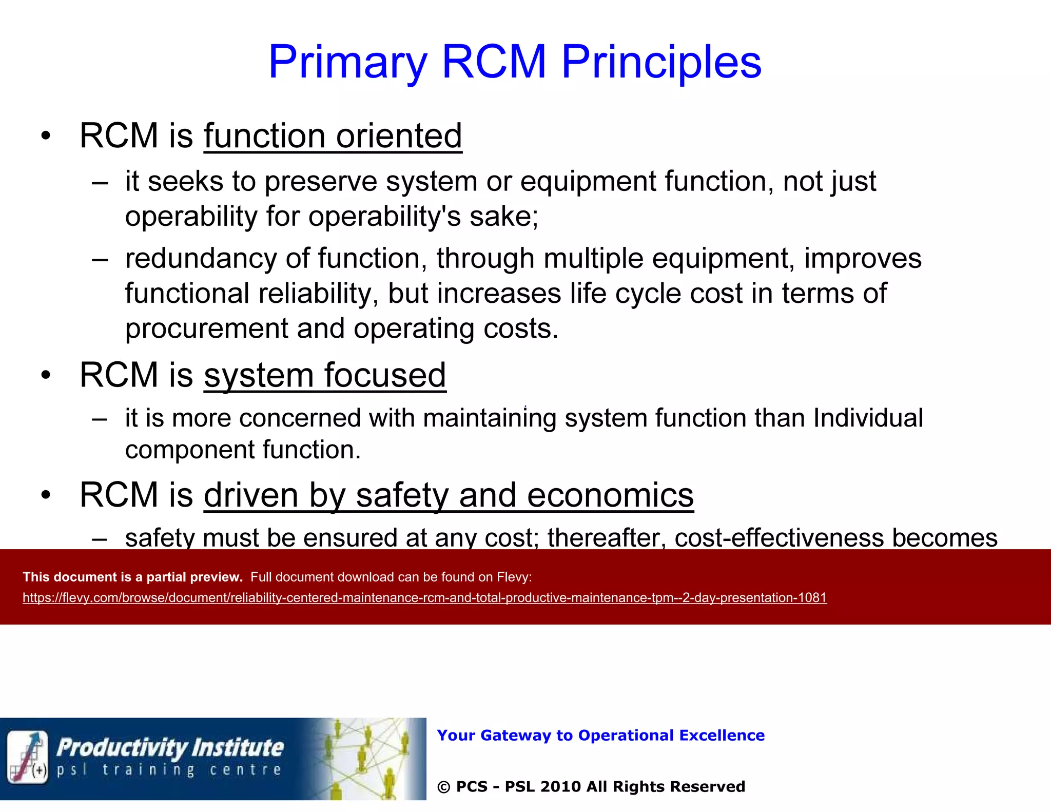 Reliability Centered Maintenance (RCM) and Total Productive Maintenance ...