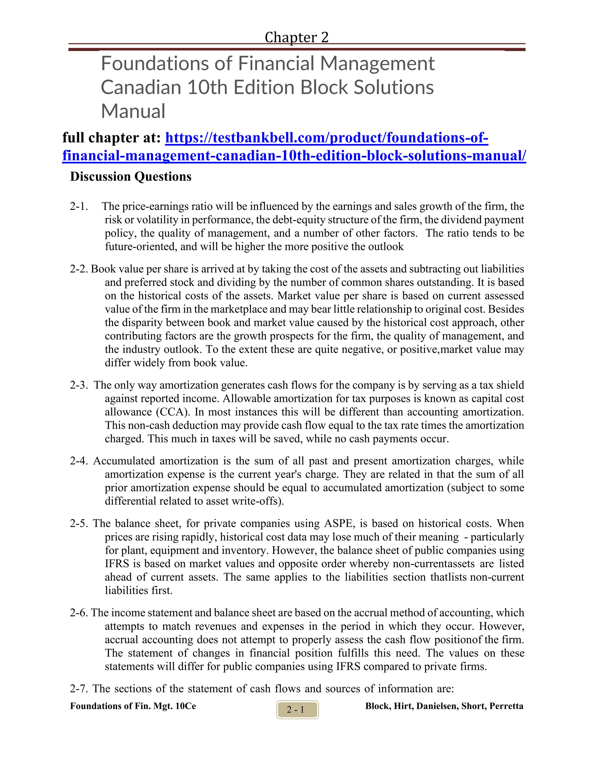 Foundations of Financial Management Canadian 10th Edition Block Solutions Manual | PDF