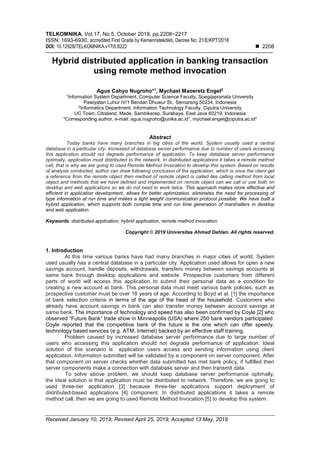 Hybrid distributed application in banking transaction using remote method invocation | PDF