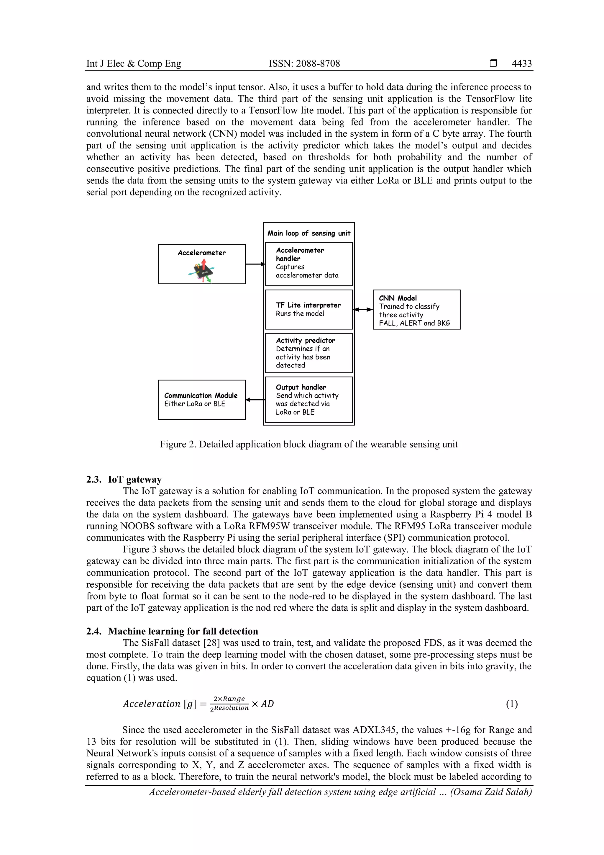 Accelerometer Based Elderly Fall Detection System Using Edge Artificial