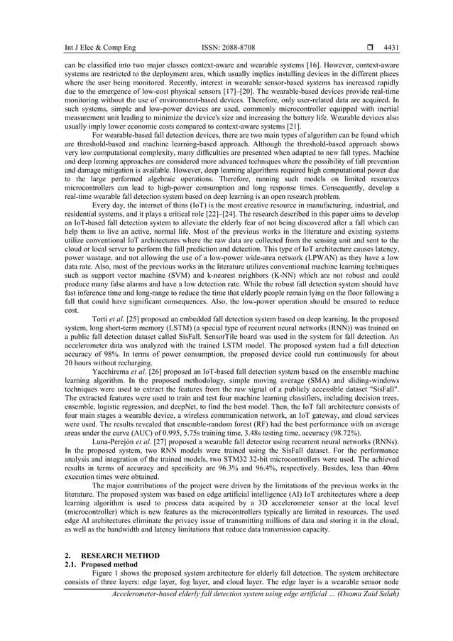 Accelerometer-based elderly fall detection system using edge artificial intelligence ...