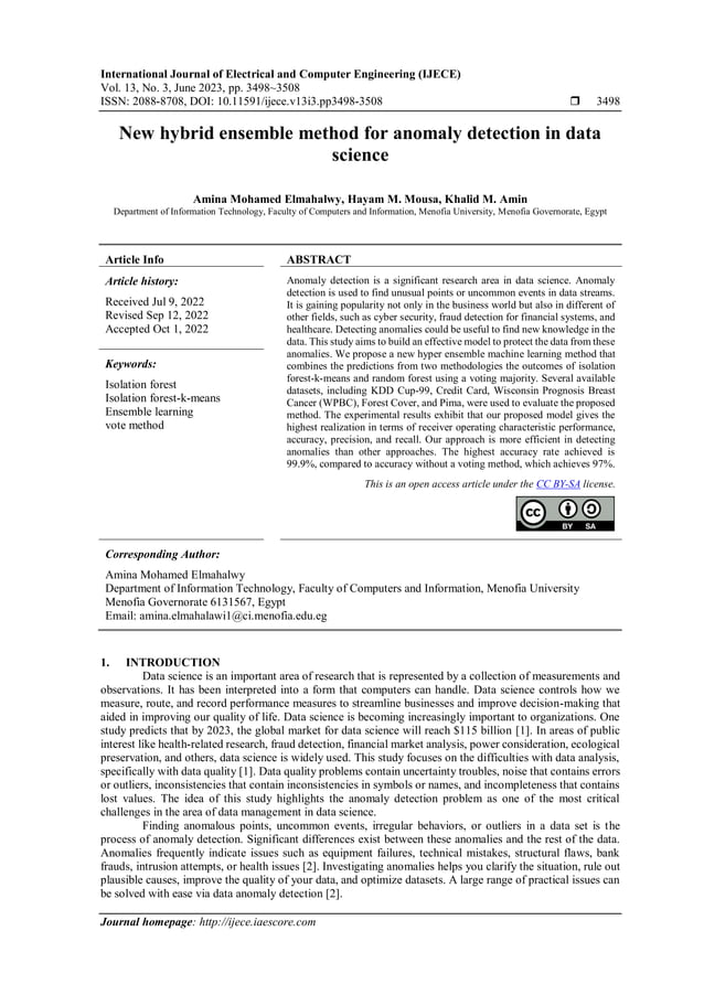 New hybrid ensemble method for anomaly detection in data science | PDF