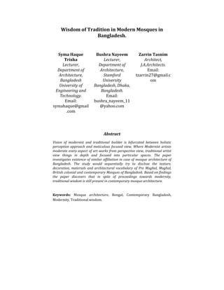 Wisdom of Tradition in Modern Mosques in Bangladesh | PDF | Islam ...