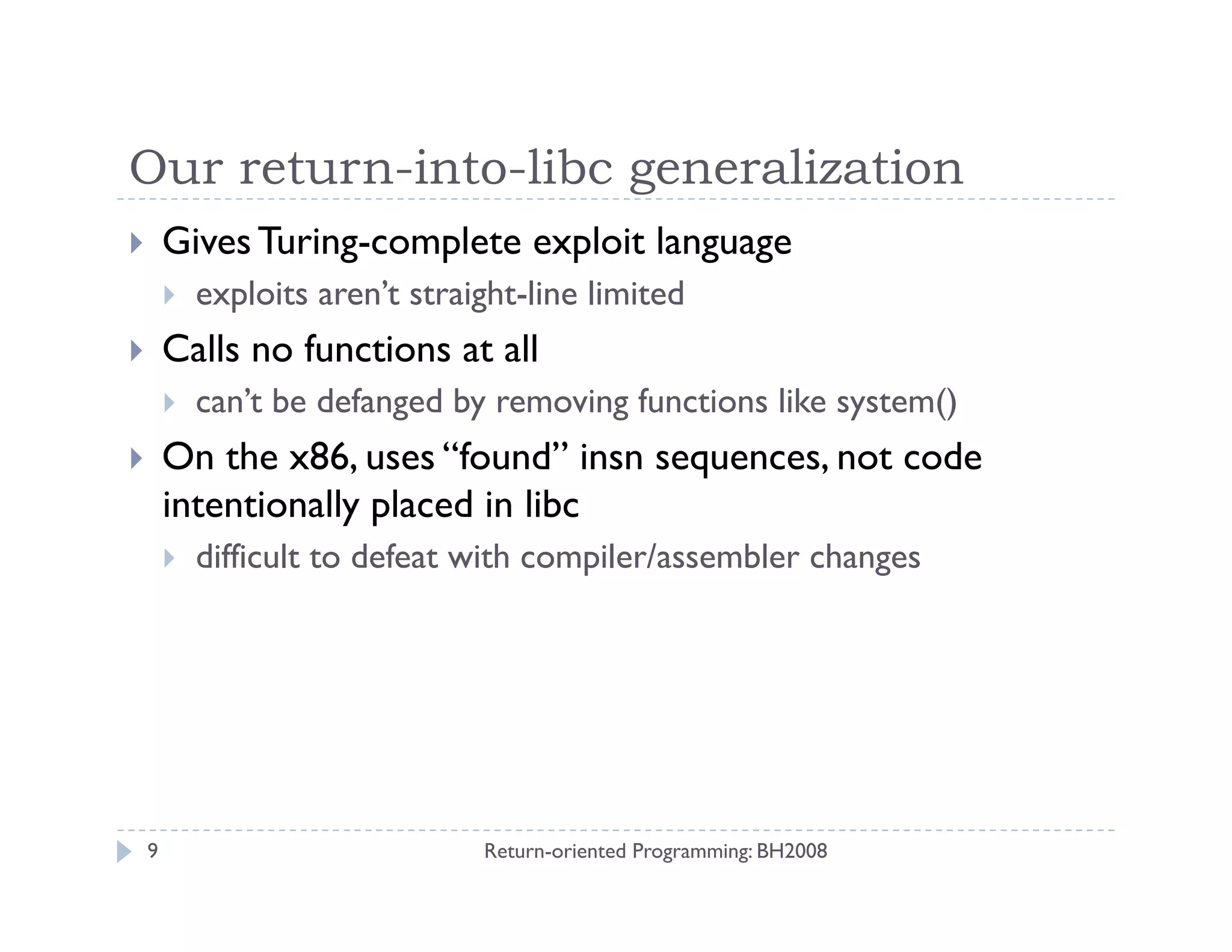 Return Oriented Programming Exploits Without Code Injection Ppt 6098