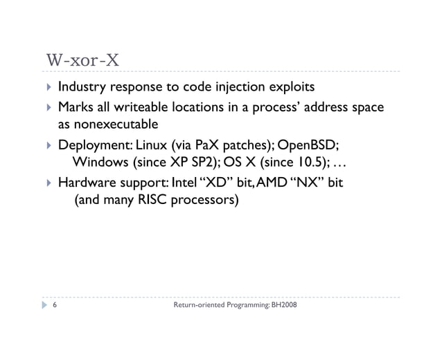 Return-Oriented Programming: Exploits Without Code Injection | PDF ...