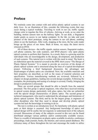 The Design Of Plastic Optical Systems Spie Tutorial Text Vol Tt80 ...