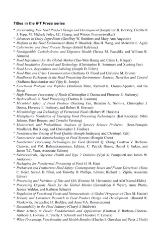 Calorimetry In Food Processing Analysis And Design Of Food Systems ...