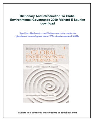 Dictionary And Introduction To Global Environmental Governance 2009 ...