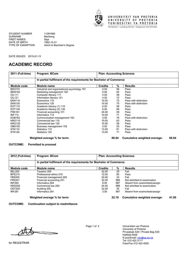 University Academic Results Original | PDF