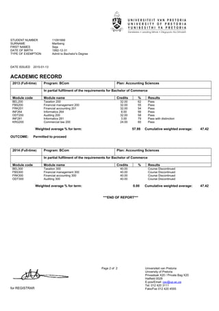 University Academic Results Original | PDF