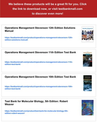 Operations Management Stevenson 12th Edition Test Bank | PDF