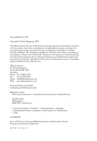 Power Profit And Protest Australian Social Movements And Globalisation ...