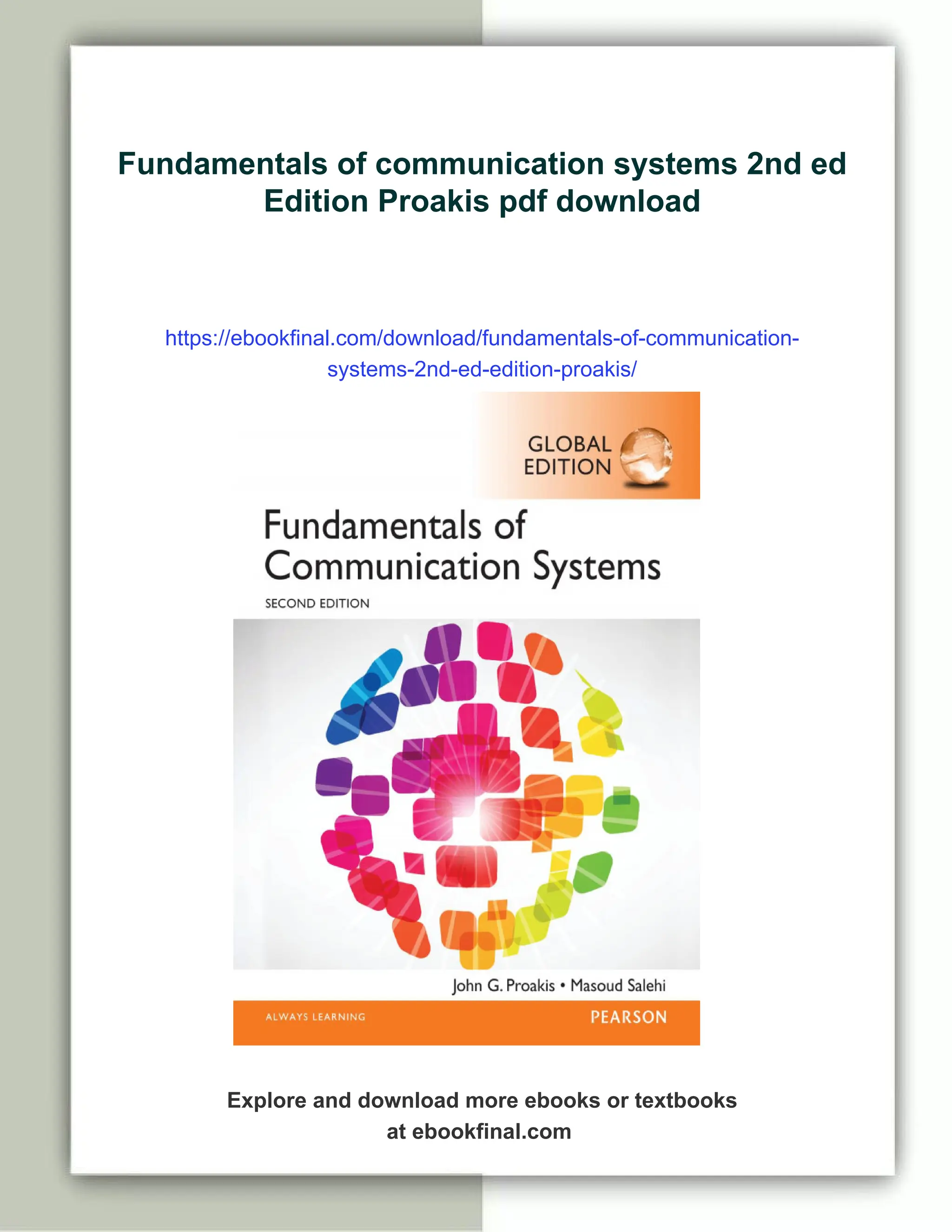 Fundamentals of communication systems 2nd ed Edition Proakis | PDF