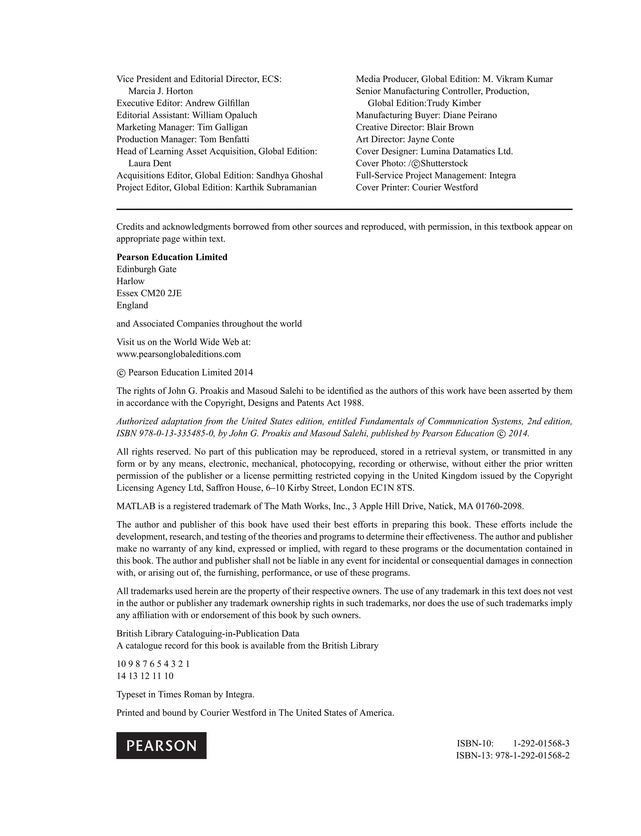 Fundamentals of communication systems 2nd ed Edition Proakis | PDF