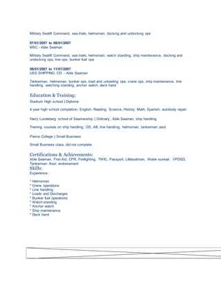 Merchant Mariner Resume | DOCX