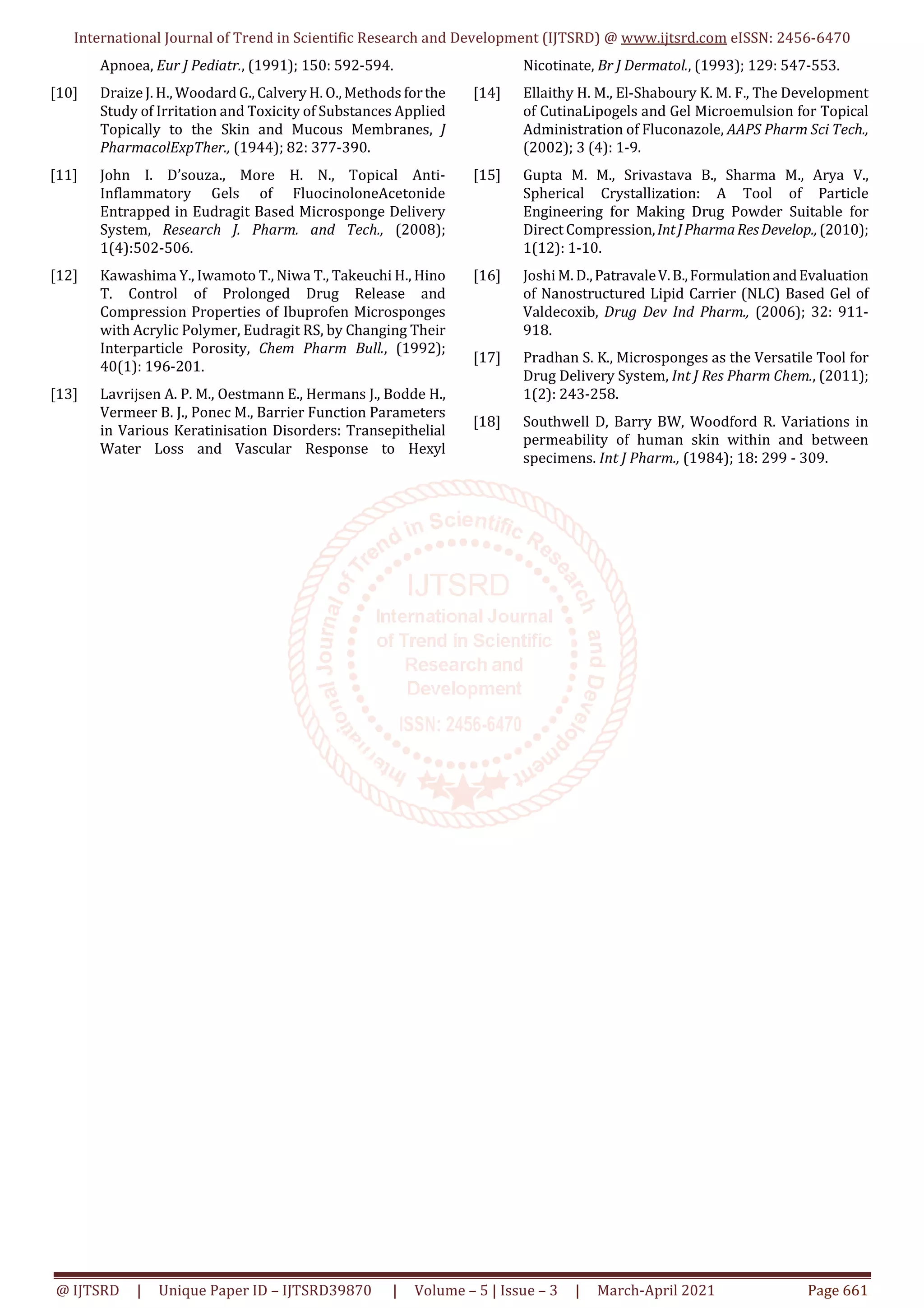 Formulation Development and In Vitro Evaluation of Microsponge Drug ...