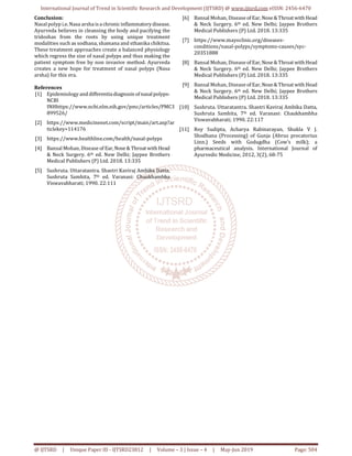 Nasal Polyp Nasa Arsha Management Through Ayurveda A Single Case Study ...