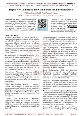 Regulatory Landscape and Compliance in Clinical Research | PDF ...