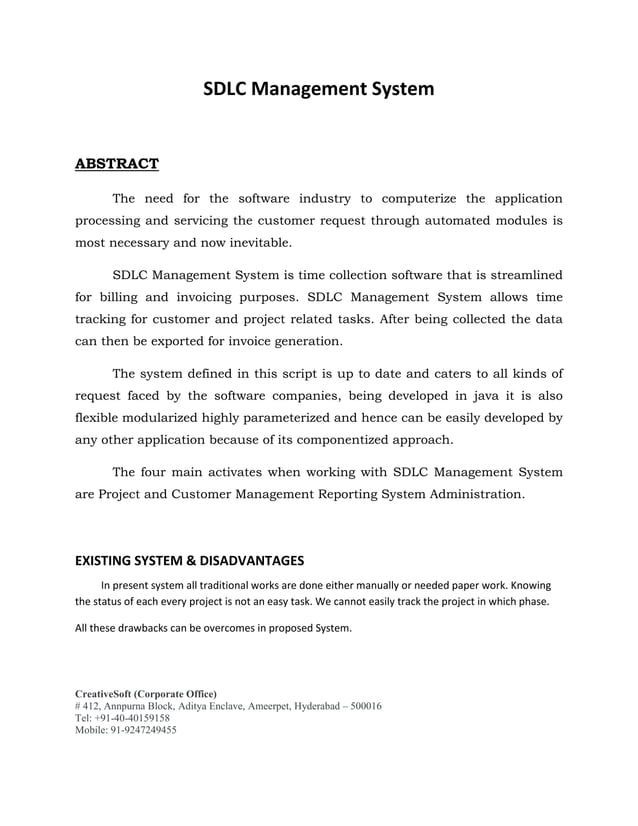 sdlc management system abstract 2017 | PDF | Operating Systems | Computer Software and Applications