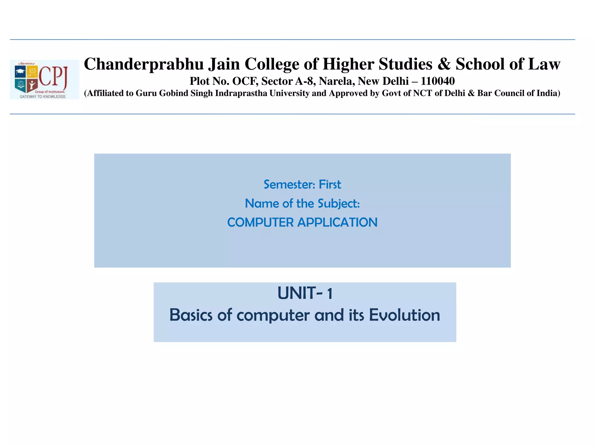 Computer Application | PPT