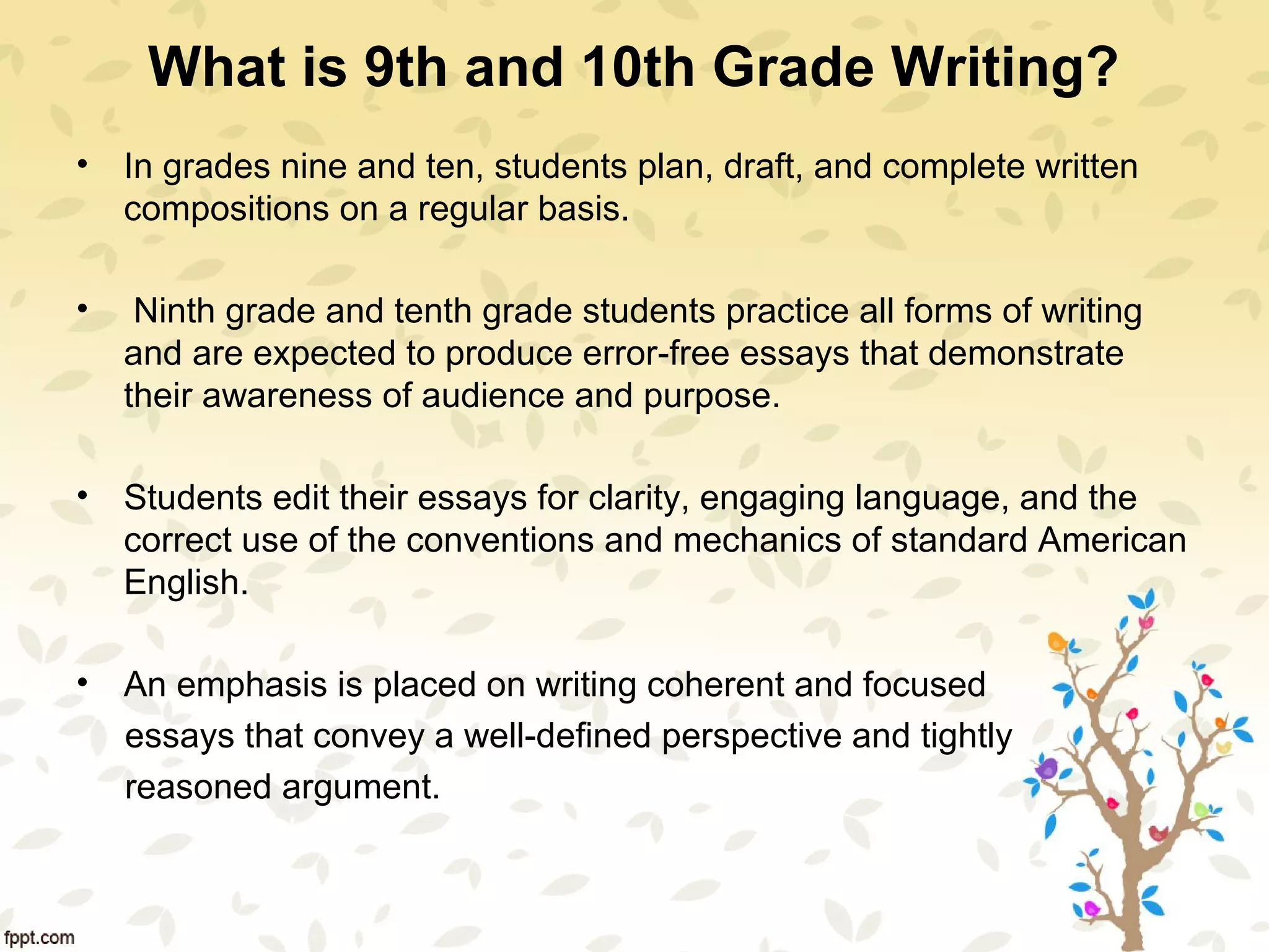 Writing Standards for Grade 9th & 10th | PPT
