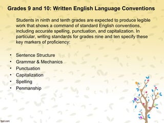 Writing Standards for Grade 9th & 10th | PPT | Homework and Study ...
