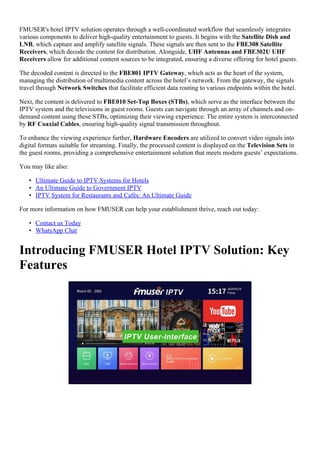 6 Best Hotel IPTV Solution Suppliers in New Delhi, INDIA | PDF